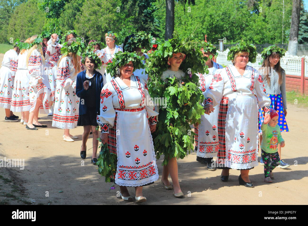 Celebrating the day of Pentecost in the village (agro-town). Ritual ...