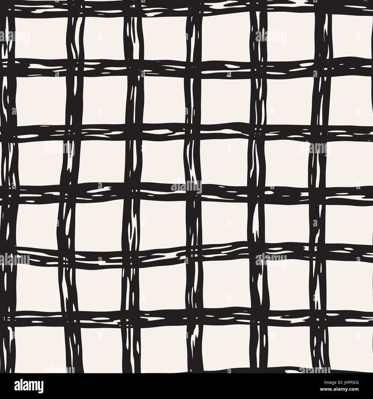Hand drawn seamless plaid pattern. Allover pattern with ink doodle ...