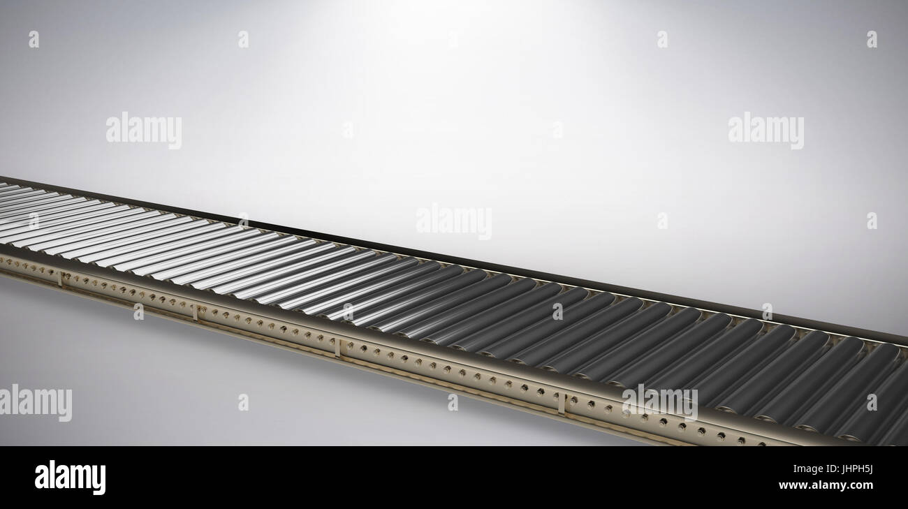 3D image of production line against grey background Stock Photo - Alamy