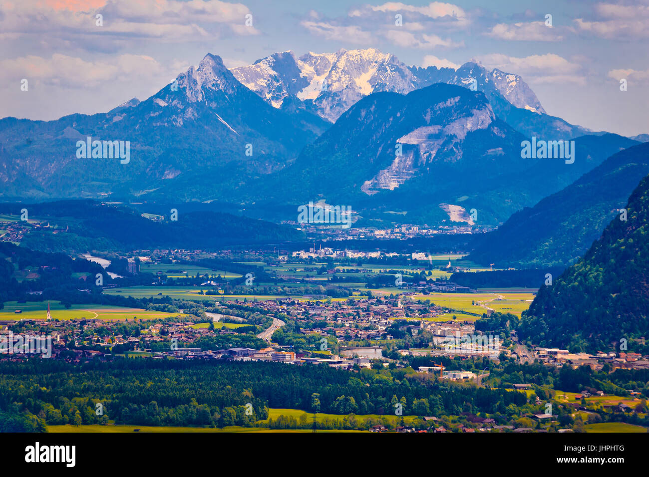 Inn river valley and Kaiser mountains view, Tyrol state of Austria ...