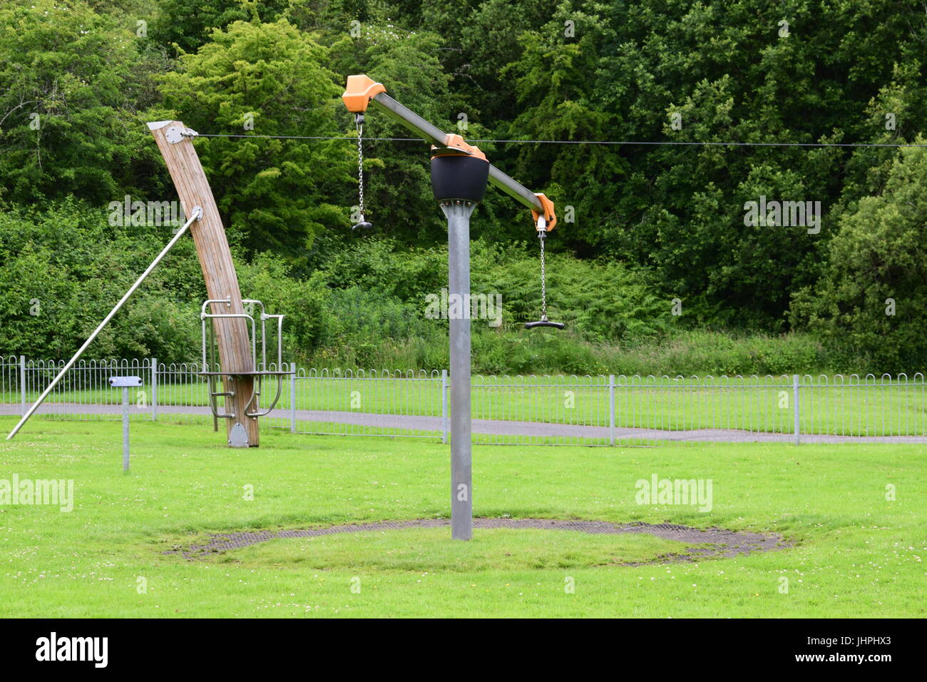 Playground zip wire swings hi-res stock photography and images - Alamy