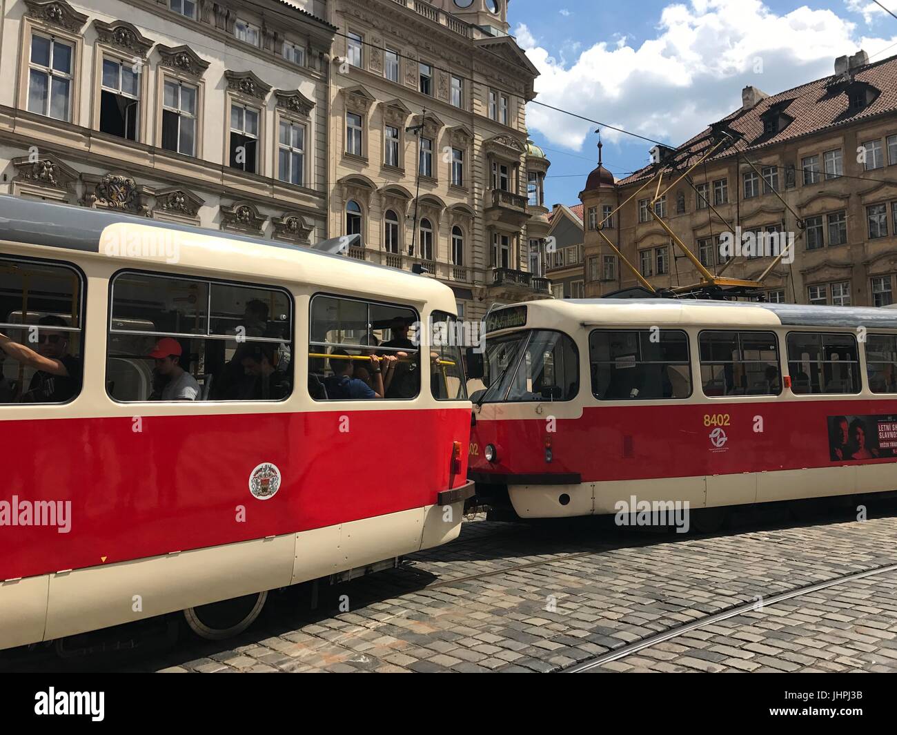 Prague red trams hi-res stock photography and images - Alamy