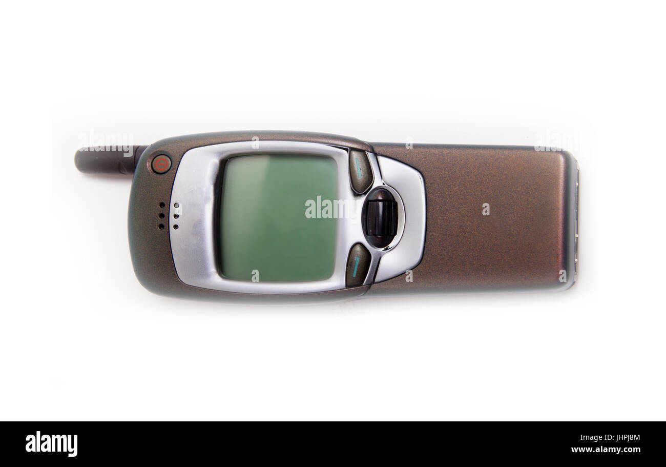 Old Mobile Phone. disposed obsolete phone on white background Stock ...