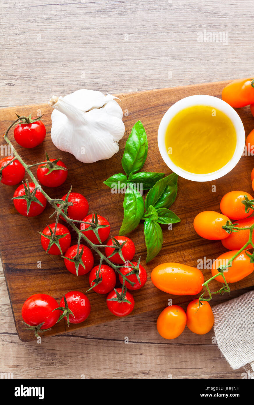 Fresh summer ingredients on a wooden board Stock Photo - Alamy