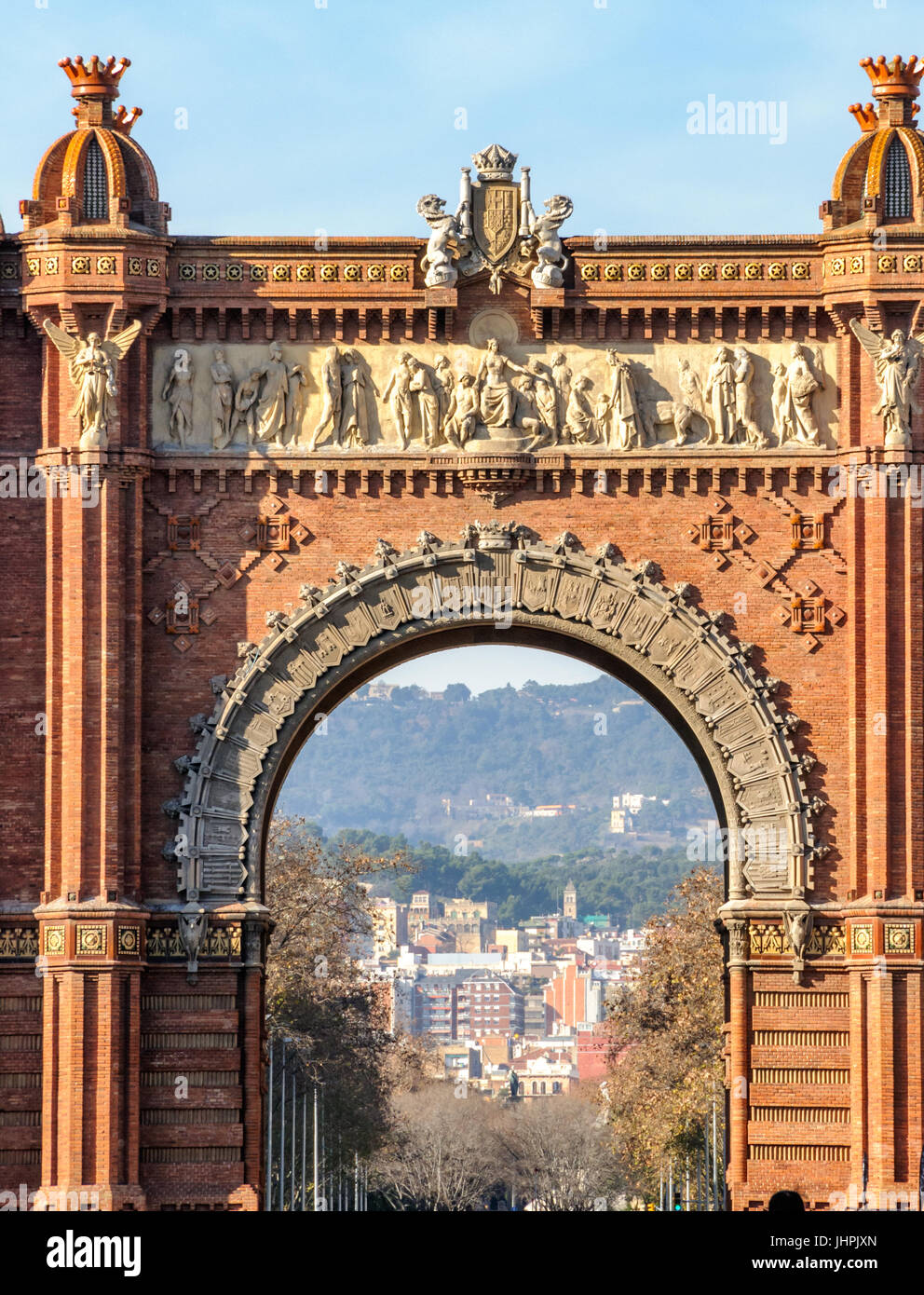 The Arc de Triomf is a memorial arch built in the Neo-Mudejar style as ...