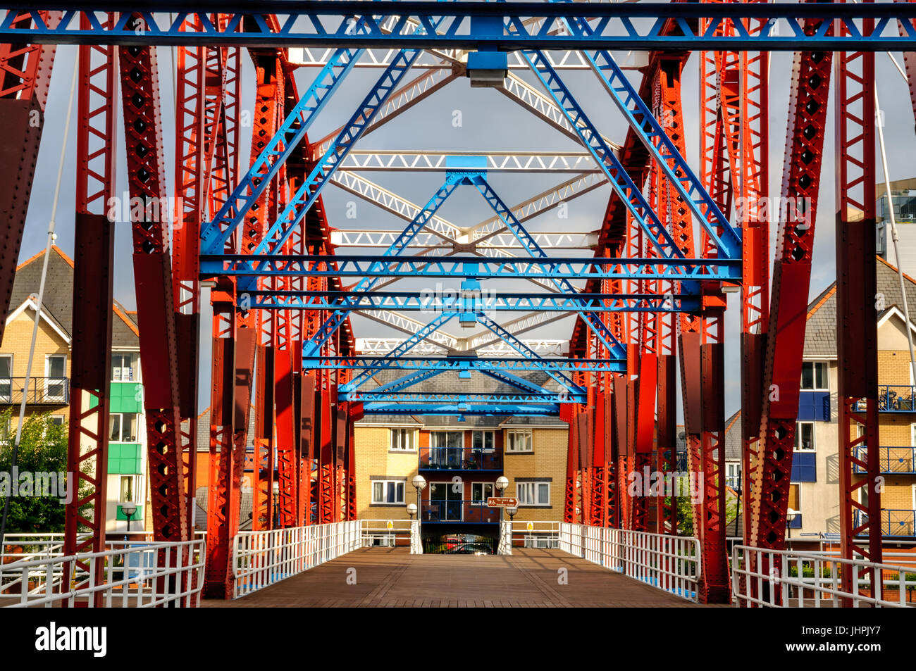 Iron bridge at Salford Quays, Salford, near Manchester in north west ...