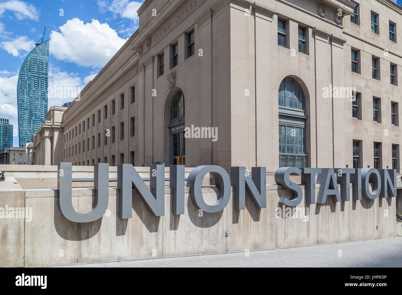 Sign of Union Station on the building at Bay and Front streets in ...