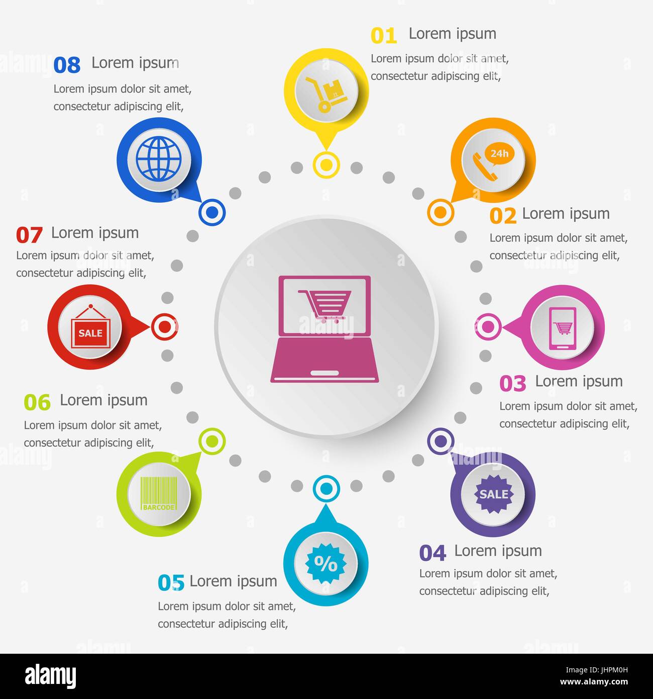 Infographic template with e-commerce icons, stock vector Stock Vector ...