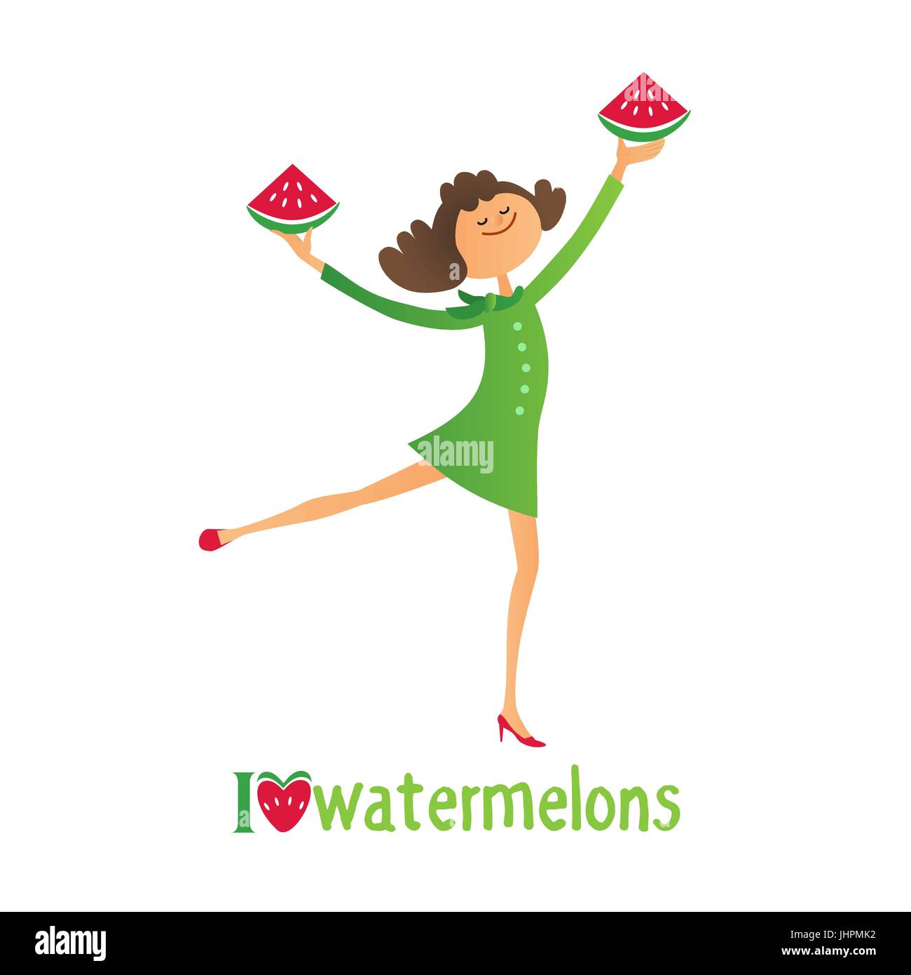 Woman and watermelon Stock Vector Images - Alamy