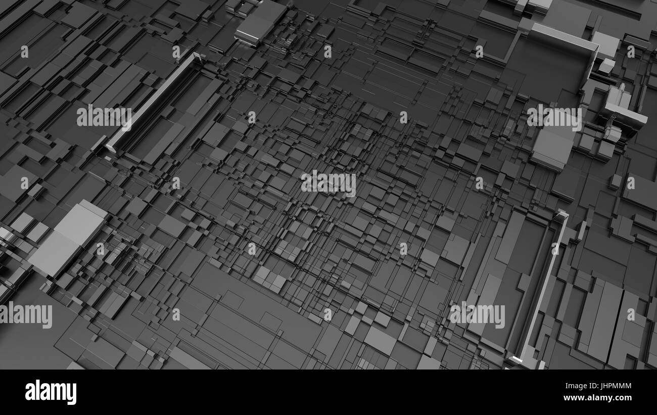 3d illustration of technological surface with geometric shapes ...