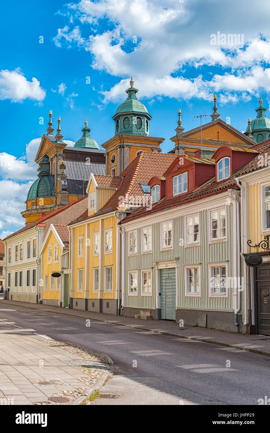 One of the streets in the Swedish town of Kalmar close to the cathedral ...