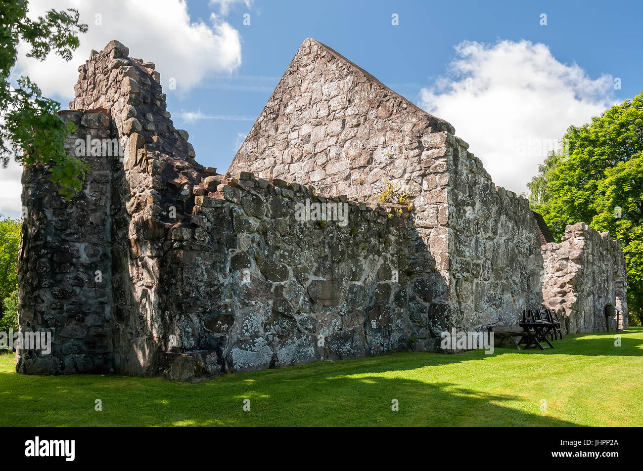 The ruins of the first Rya church. It was completed in the late 1100s ...