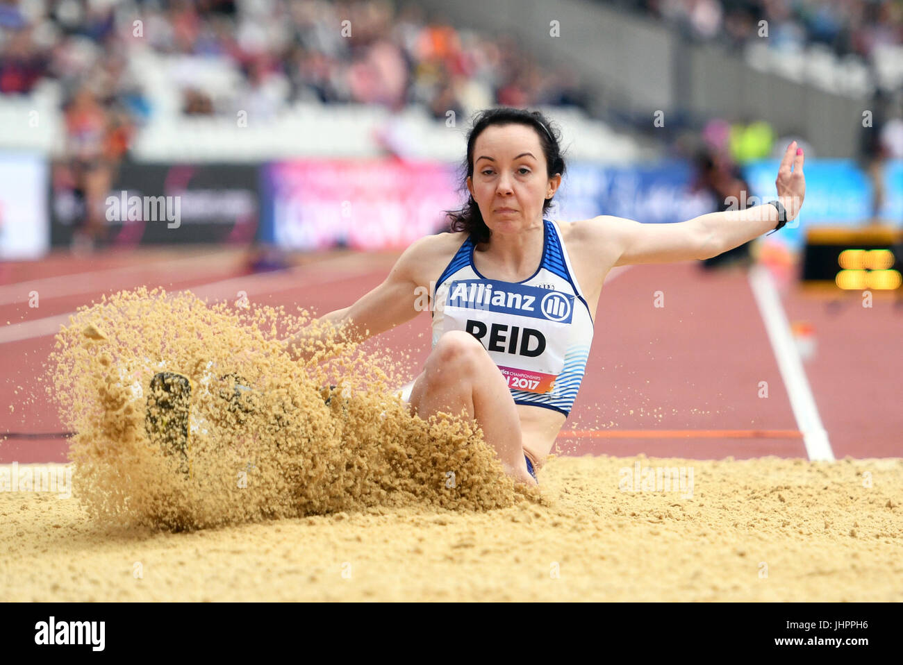 Great Britain's Stef Reid in the Women's Long Jump T44 Final during day ...