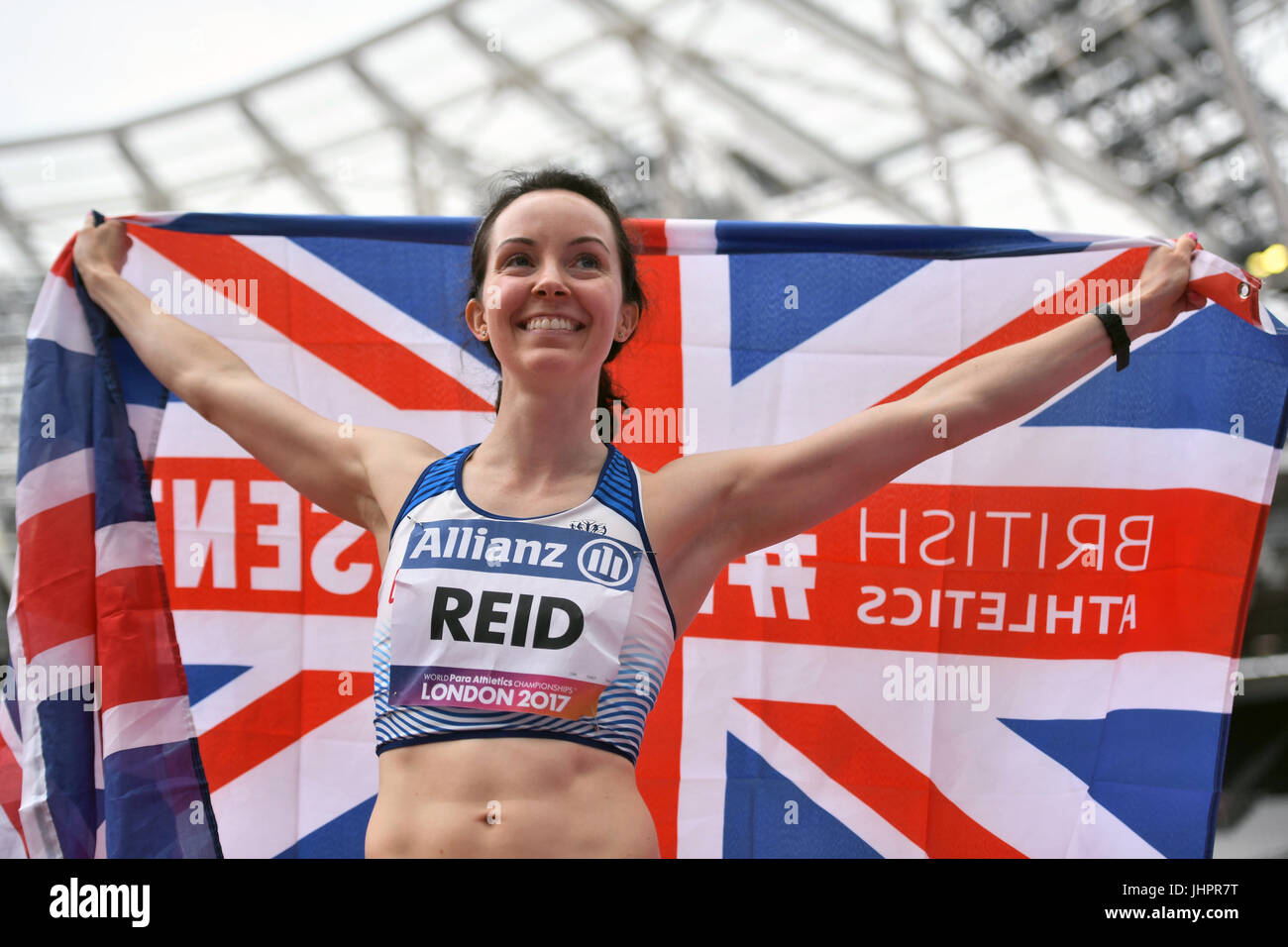 Great Britain's Stef Reid celebrates winning gold in the T44 women's ...