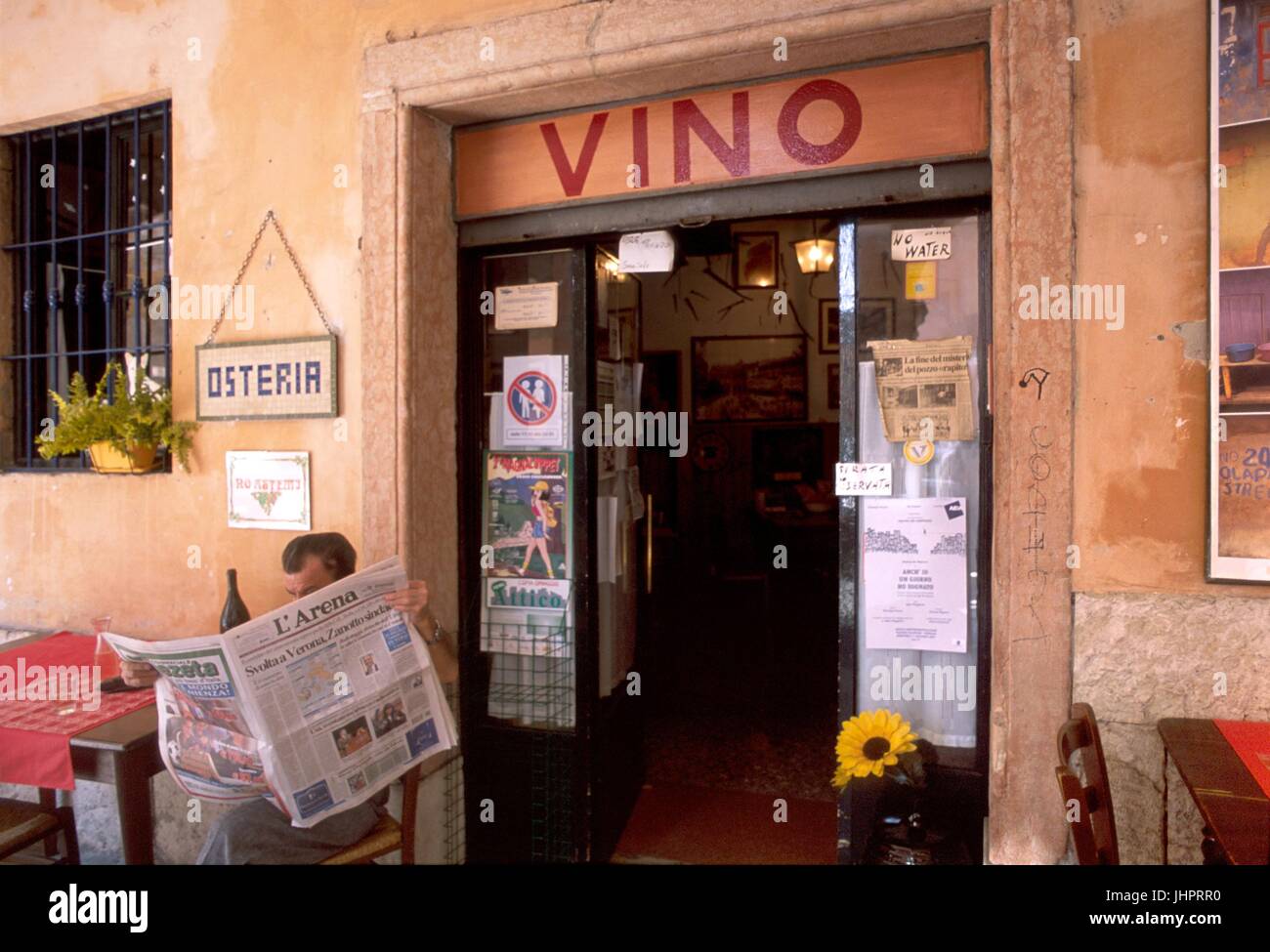 Verona (Veneto, Italy), ancient typical tavern in Portici Sottoripa ...