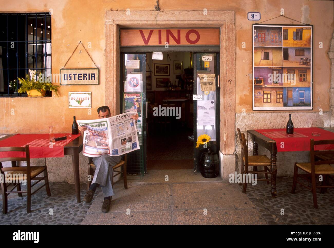 Verona (Veneto, Italy), ancient typical tavern in Portici Sottoripa ...