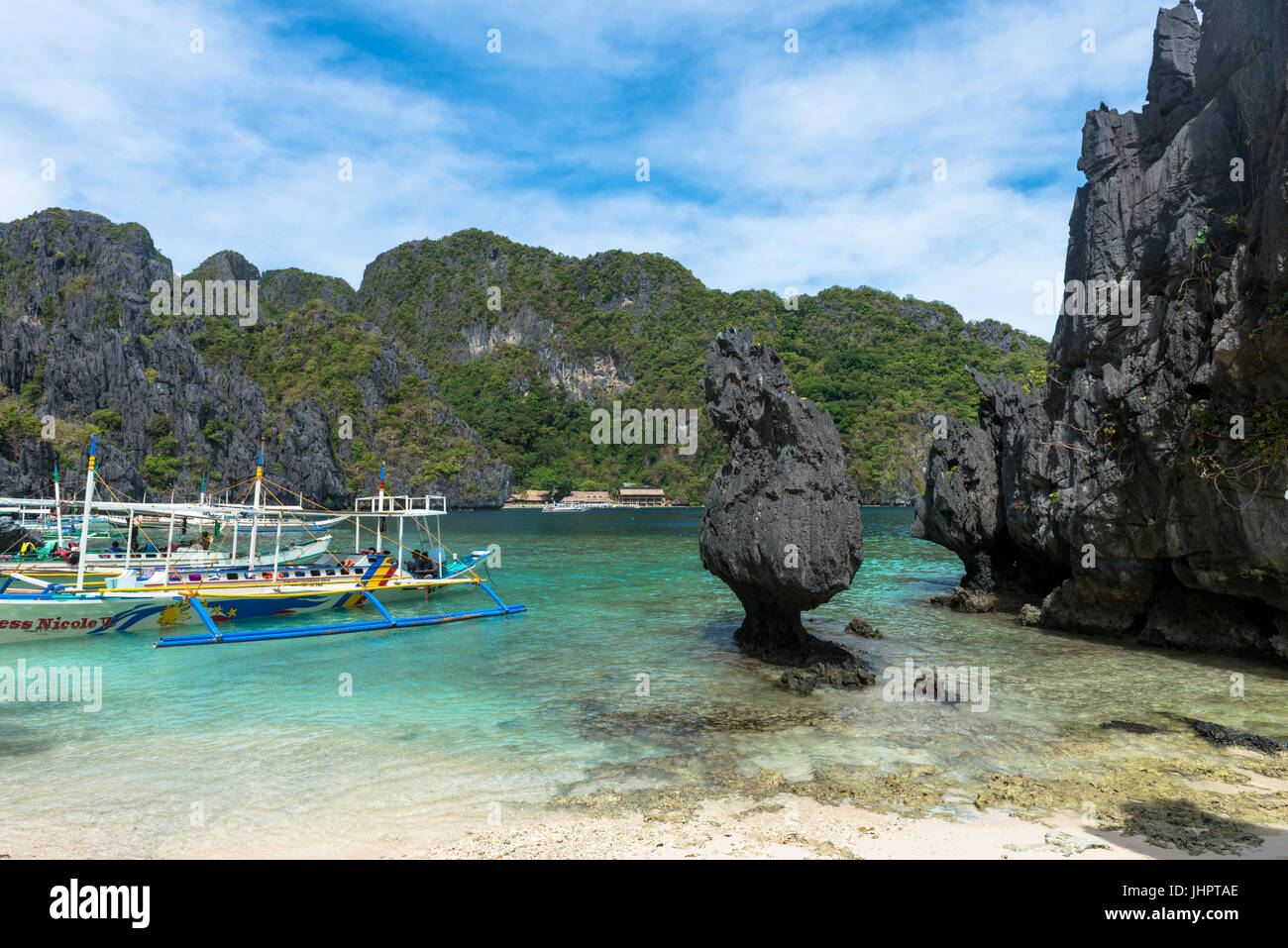 EL NIDO, PALAWAN, PHILIPPINES - JANUARY 17, 2017: Different sharp rocks ...