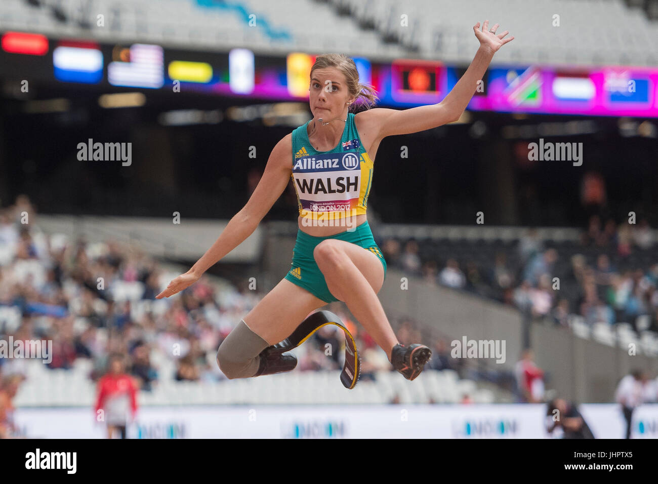 Australia's Sarah Walsh in the Women's Long Jump T44 Final during day two of the 2017 World Para ...