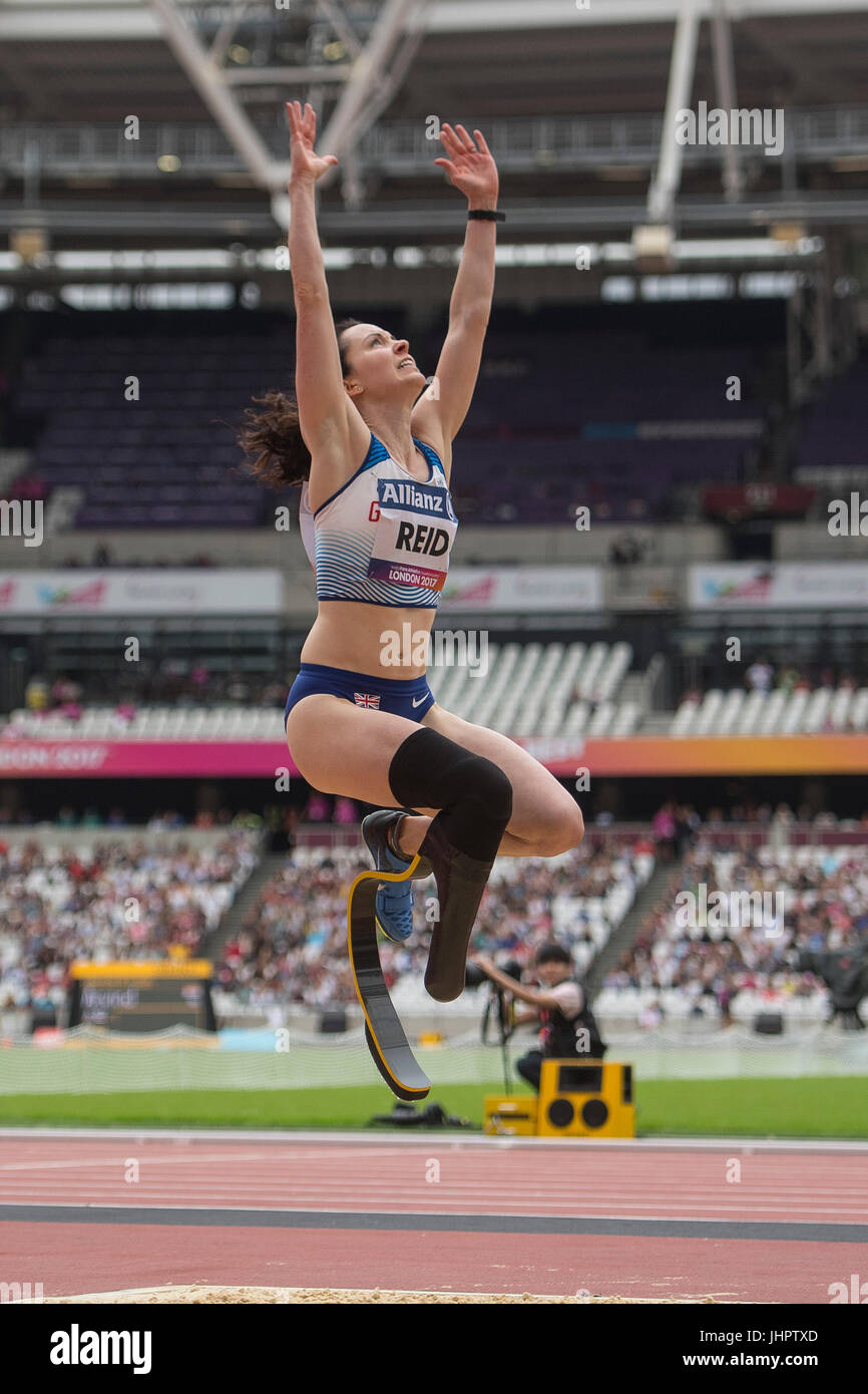 Great Britain's Stef Reid in the Women's Long Jump T44 Final during day ...