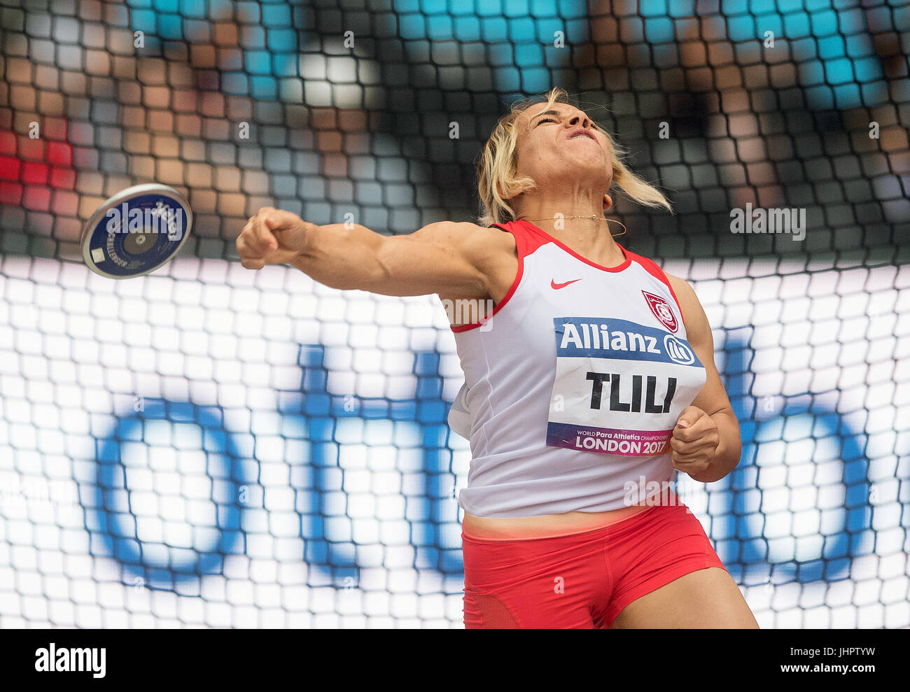 Tunisia's Raoua Tlili in the Women's Discus Throw F14 final during day ...