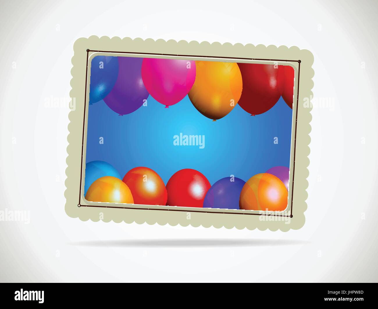 Paper Gift Card with Balloons and Shadow Background Stock Vector Image ...