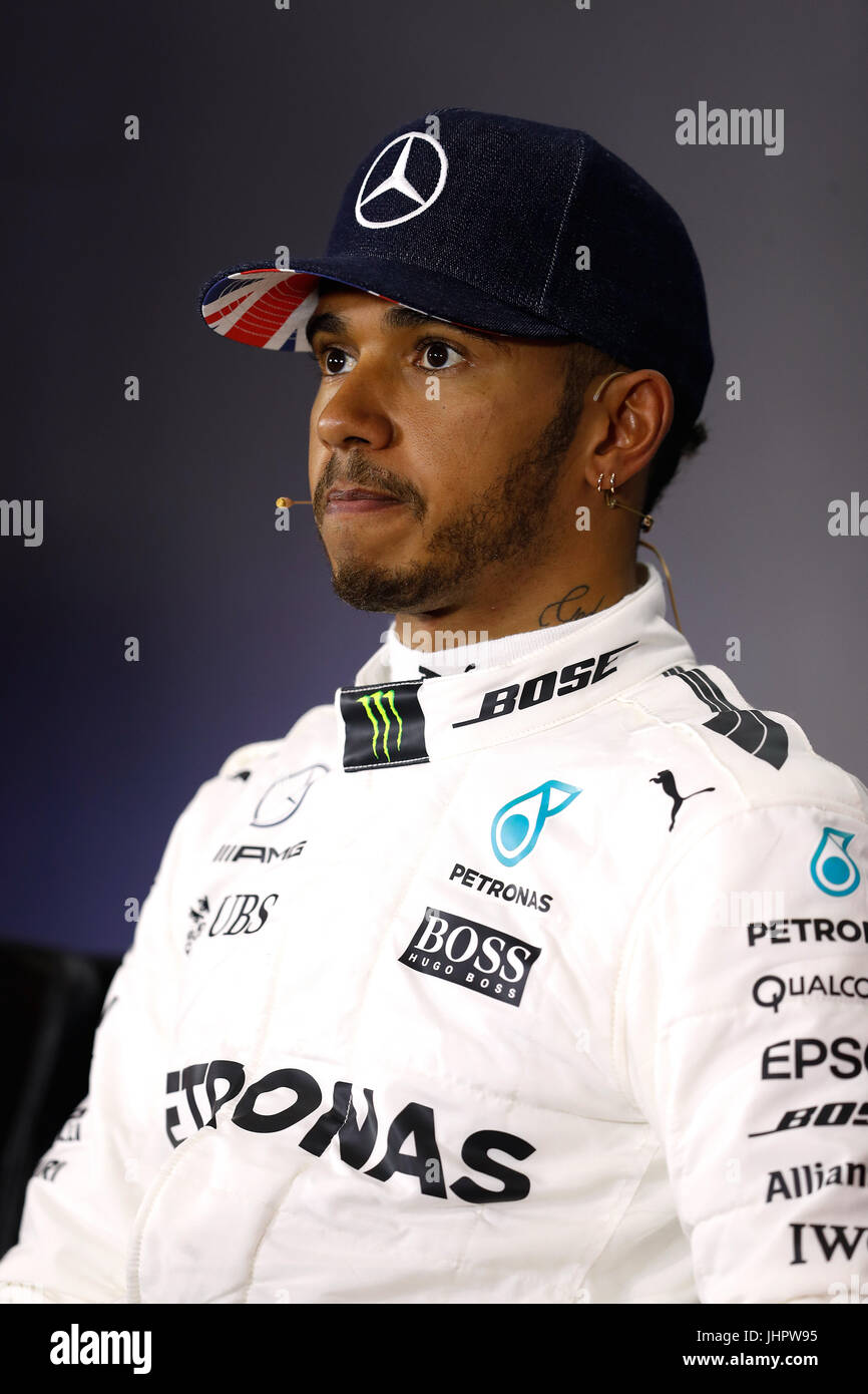 Mercedes' Lewis Hamilton during a press conference after qualifying in ...
