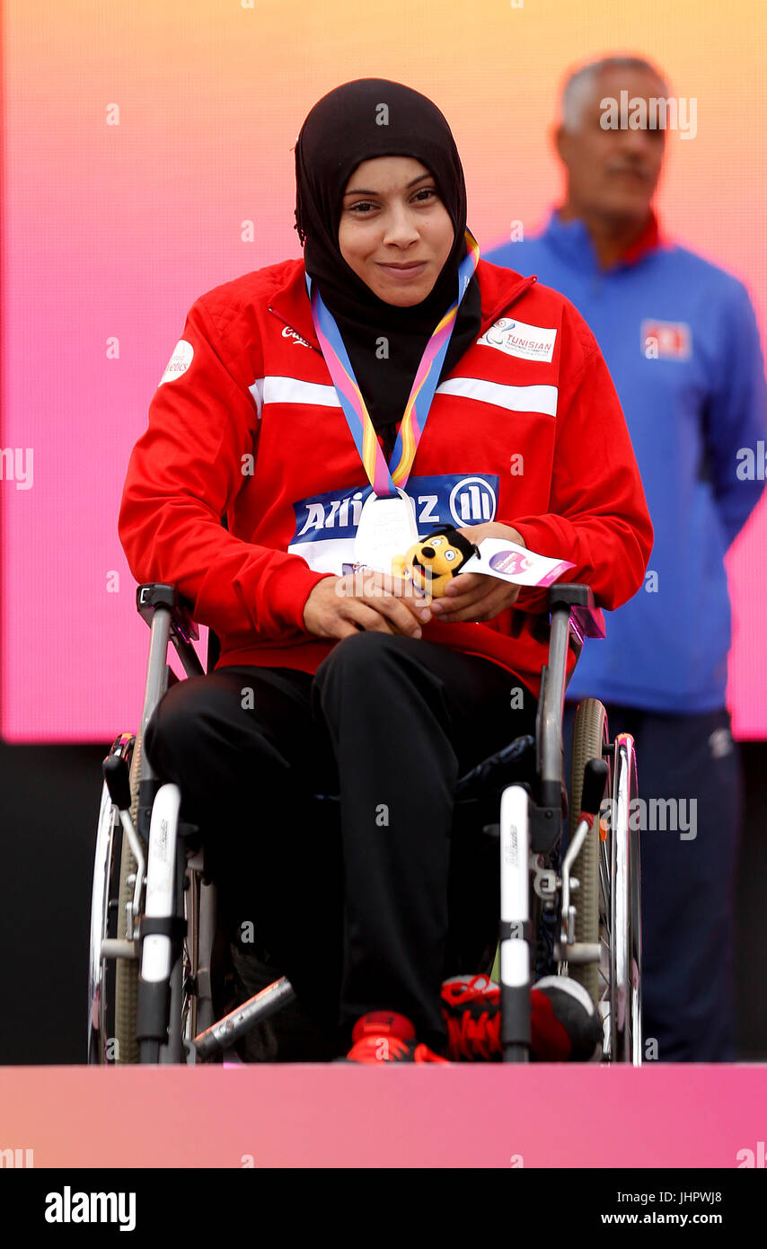 Tunisia's Maroua Ibrahimi with her silver medal after the Women's Club ...