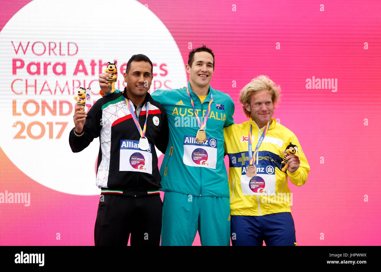 Australia's Cameron Crombie with his gold medal, Iran's Javad Hardani ...