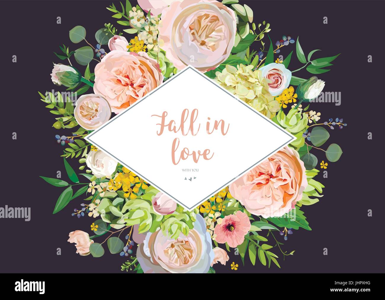 Vector floral design card design. Rose eucalyptus, cactus pink flower ...