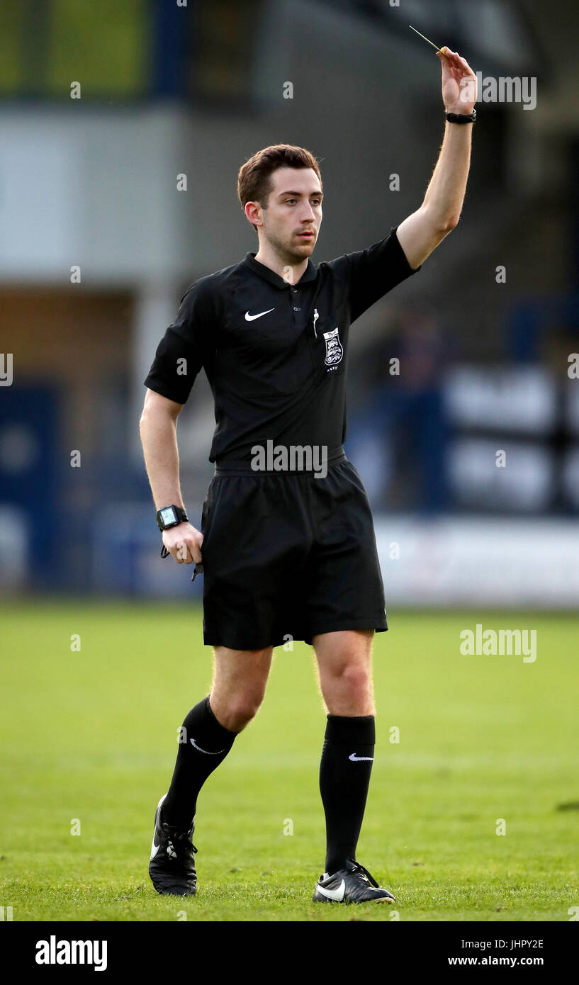Referee Blake Antrobus during the pre-season friendly at New Bucks Head ...