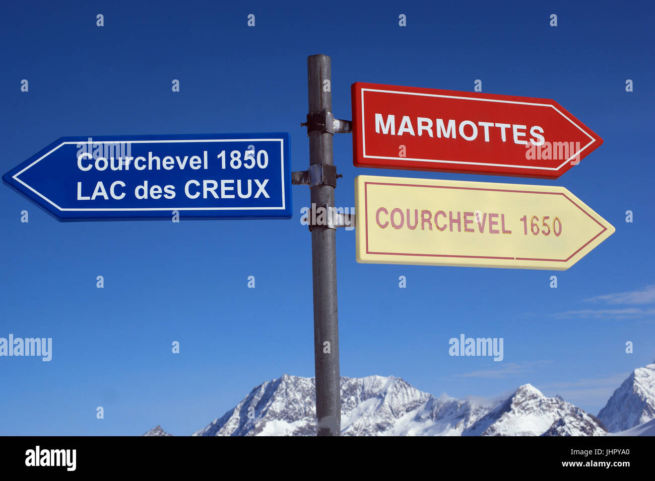 Ski resort trail direction signs Stock Photo - Alamy
