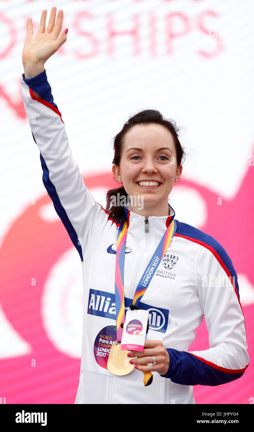 Great Britain's Stef Reid with her gold medal after the Women's Long ...