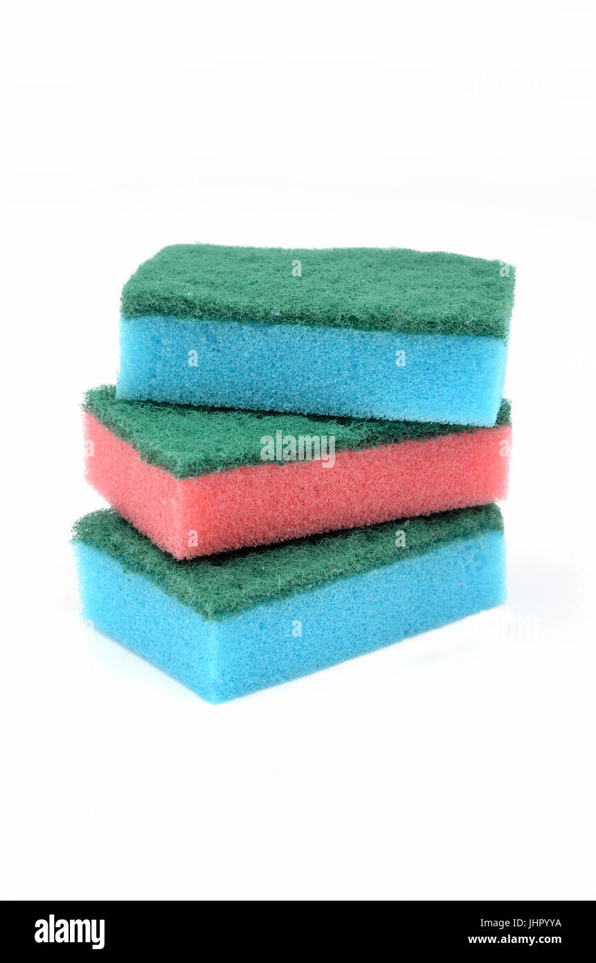 kitchen sponge on white background Stock Photo - Alamy