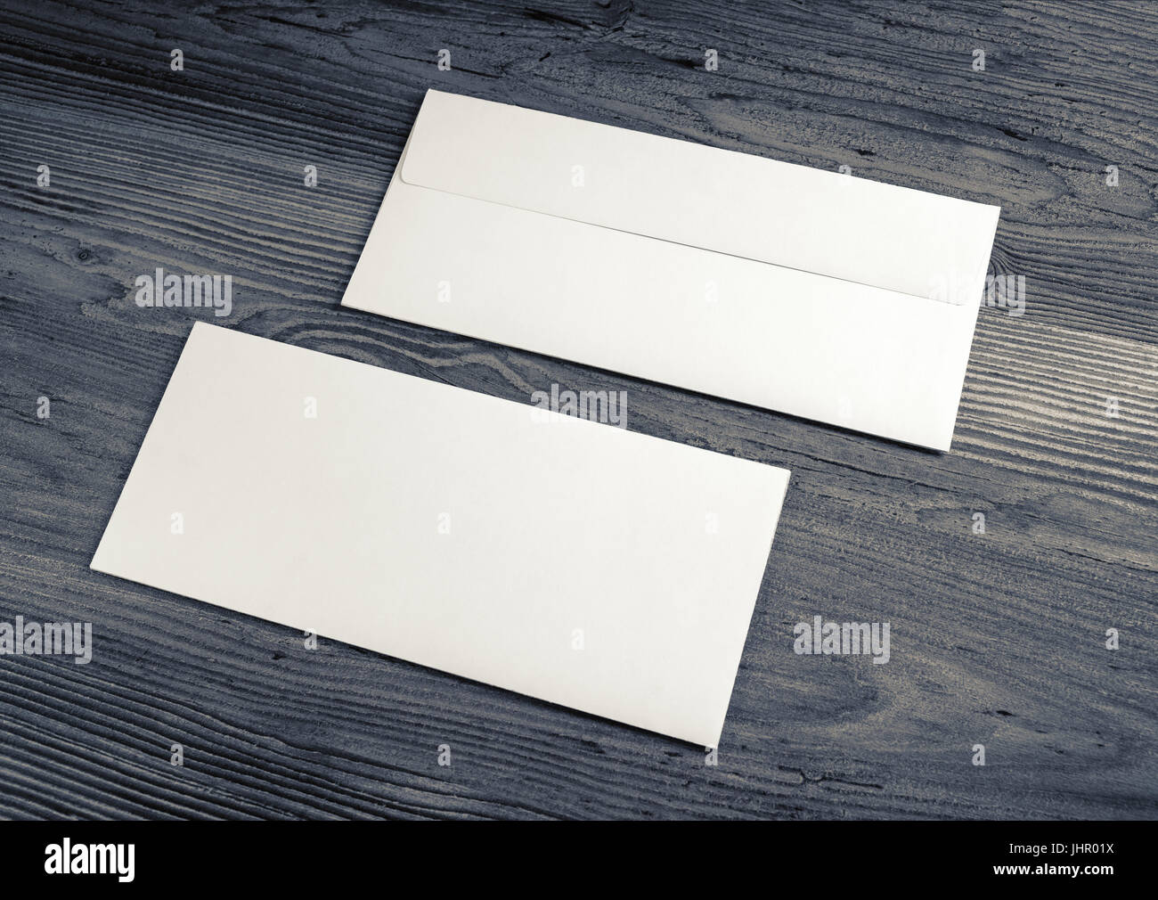 Two blank envelopes on wood background. Front and back side Stock Photo ...