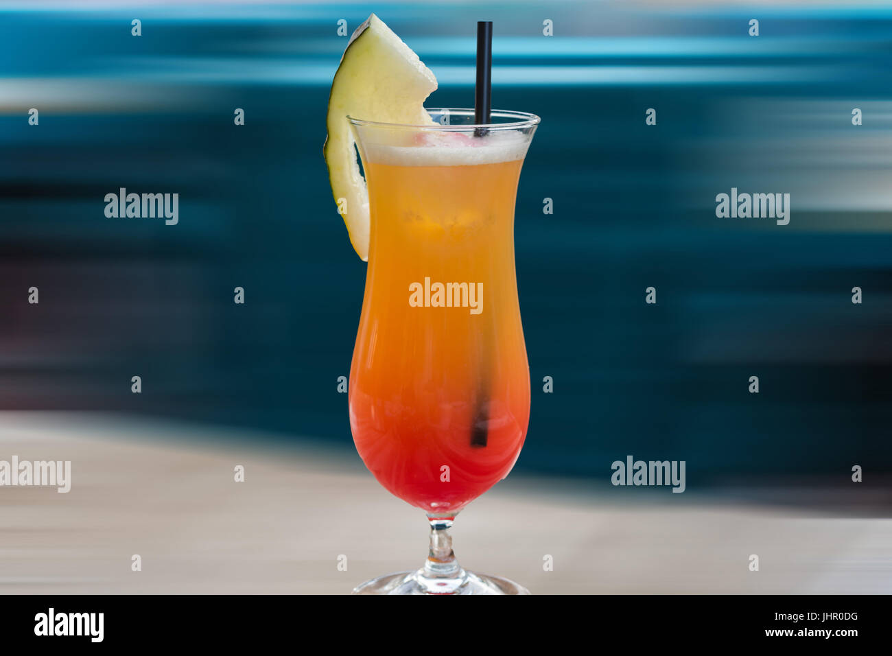 Colorful cocktail on the table of a bar in the restaurant. Background ...