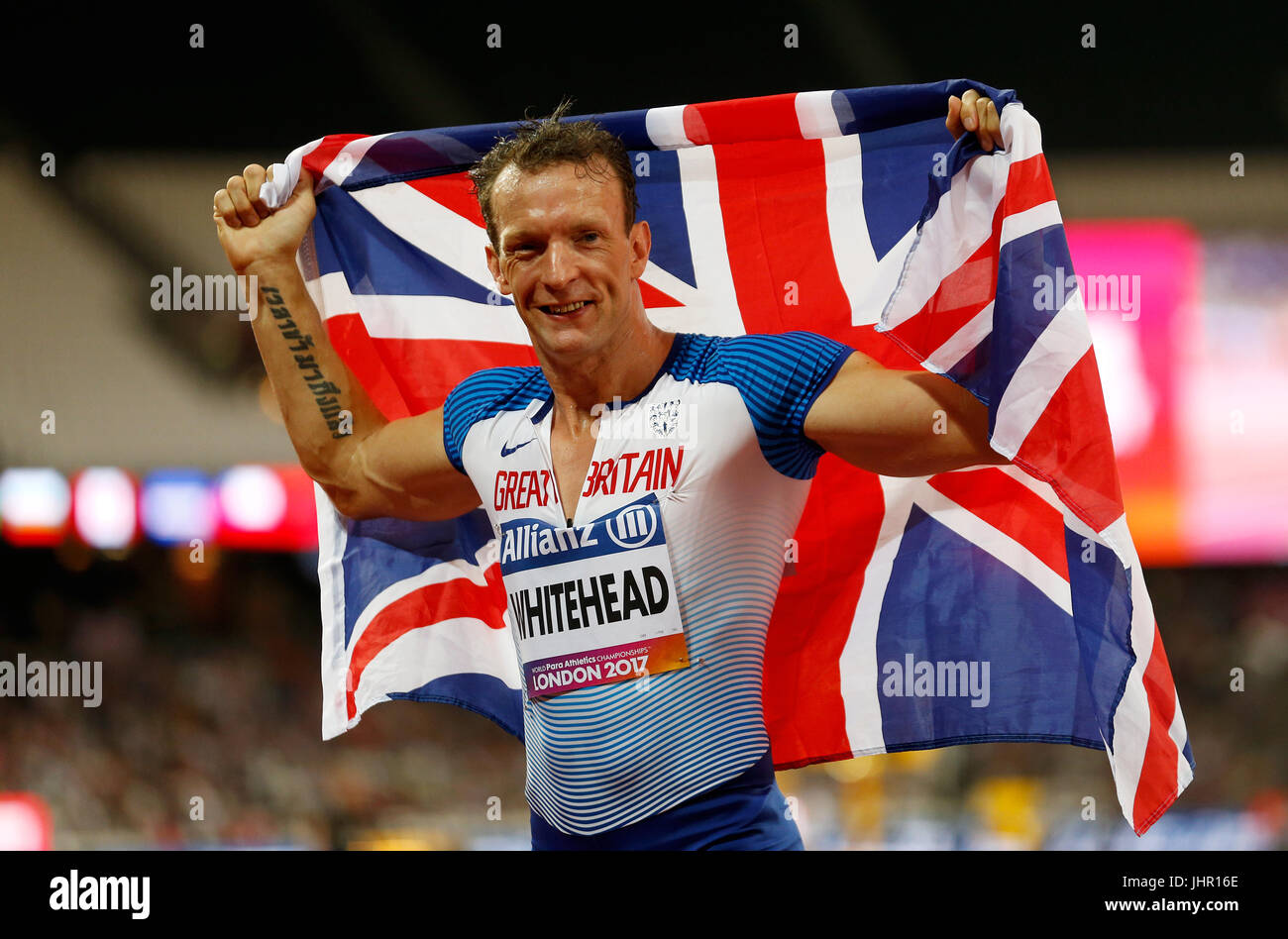 Great Britain's Richard Whitehead celebrates winning the Men's 200m T42 ...
