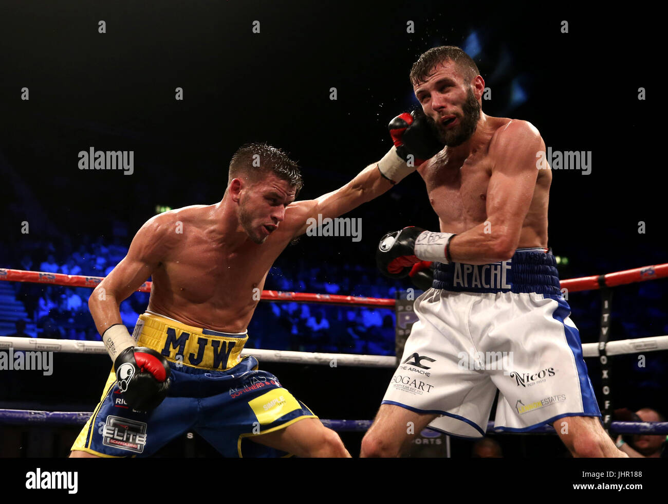 Michael J Ward (left) in action against Anthony Cacace during their ...