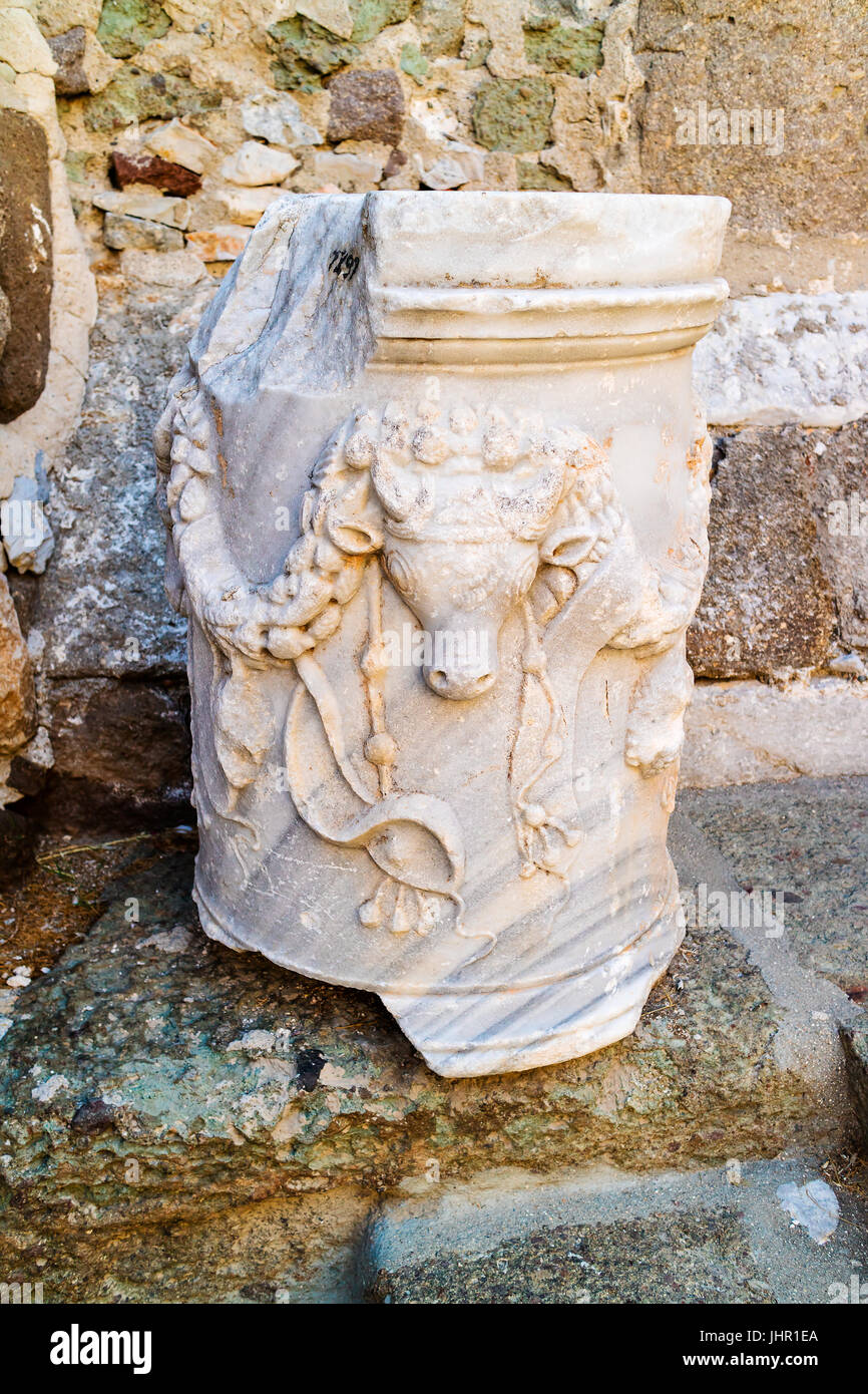 Detail of an ancient Roman marble plinth inside the medieval Bodrum ...