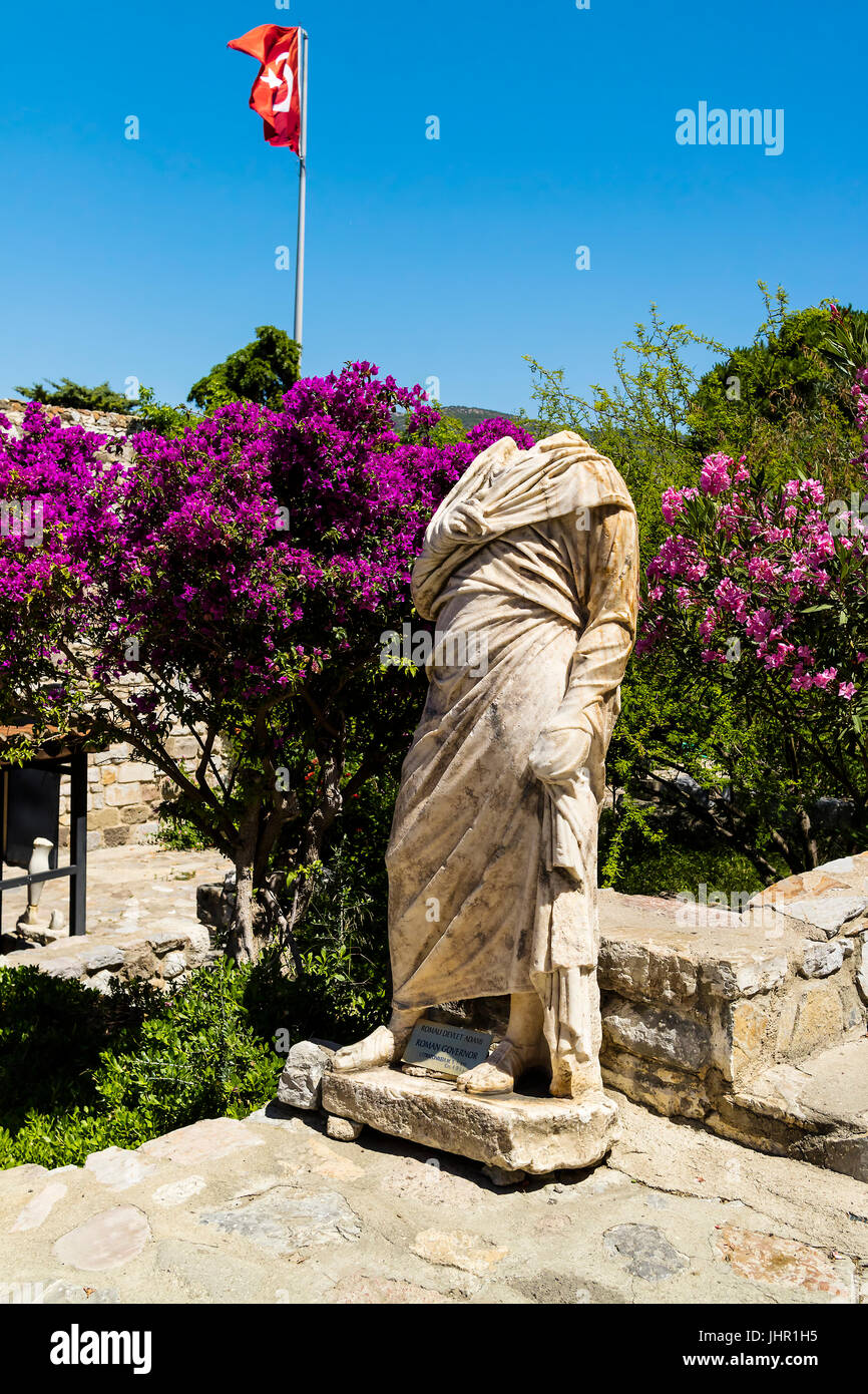 Ancient Roman marble sculpture inside the medieval Bodrum Castle in ...