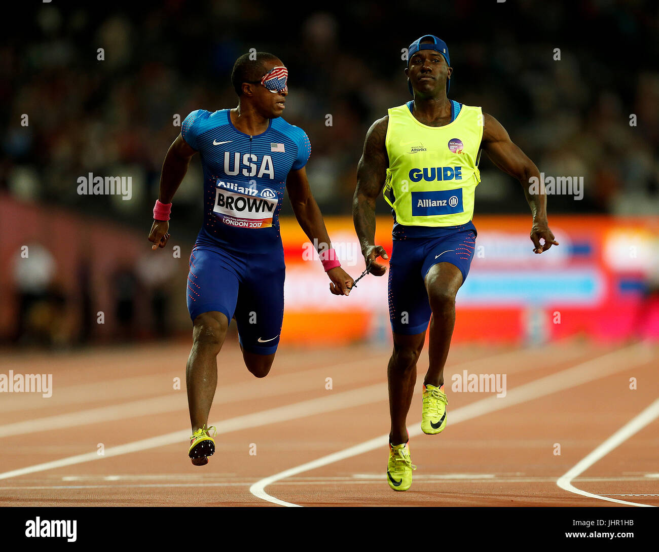 USA's David Brown and guide Jerome Avery winning the Men's 100m T11 ...
