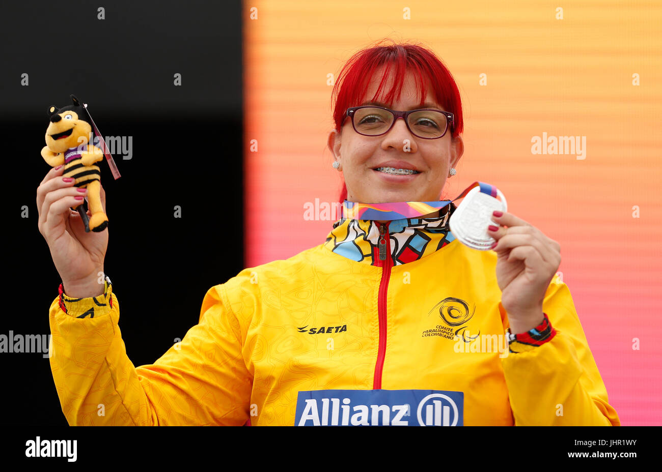 Colombia's Erica Maria Castano Salazar with her silver medal after the ...
