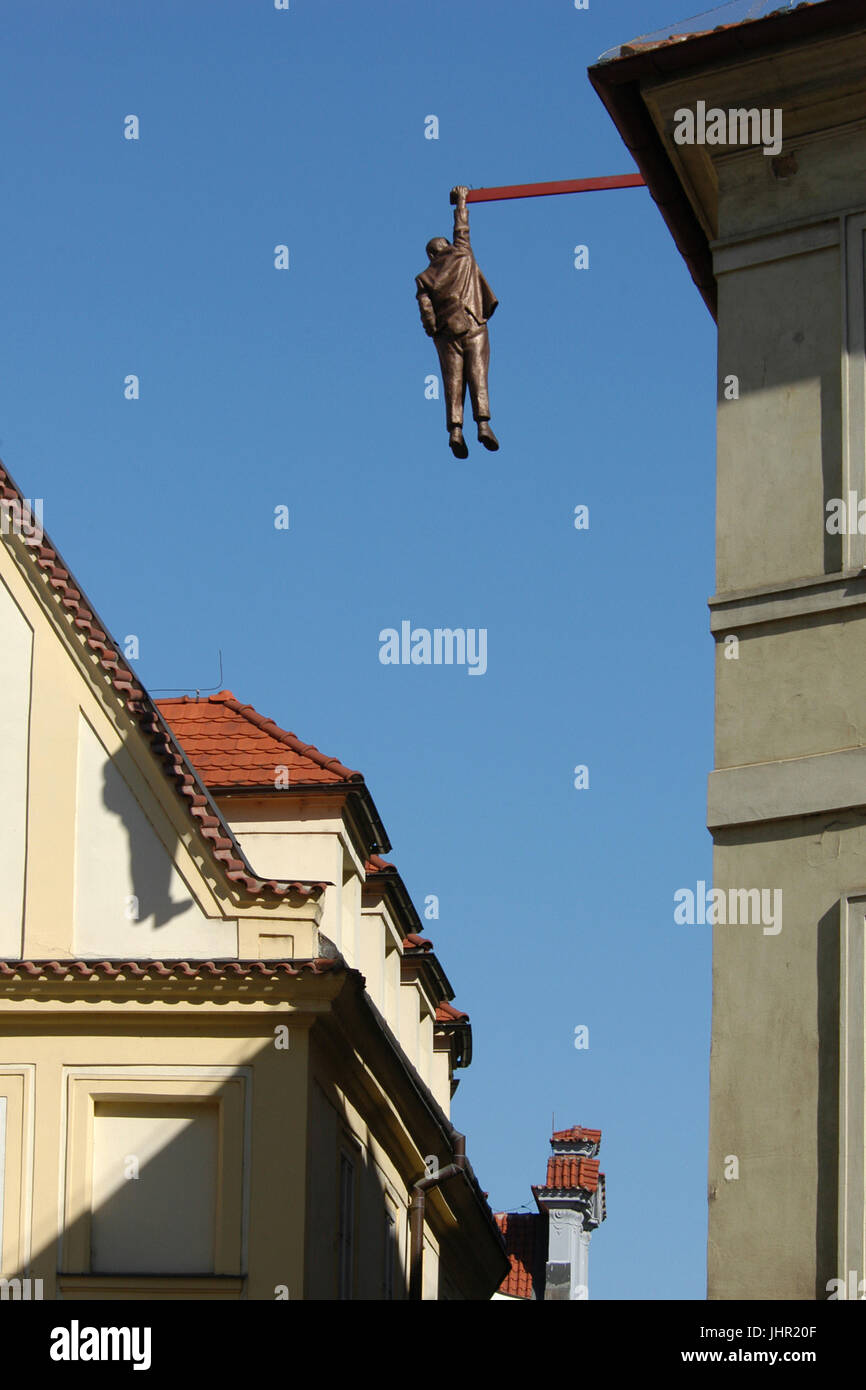 Statue 'Man Hanging Out' ('Zavěšený muž') by Czech controversial visual ...