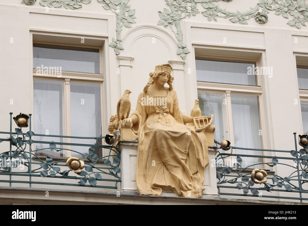 Princess Libuše depicted on the balcony of the House at the Golden Nail ...