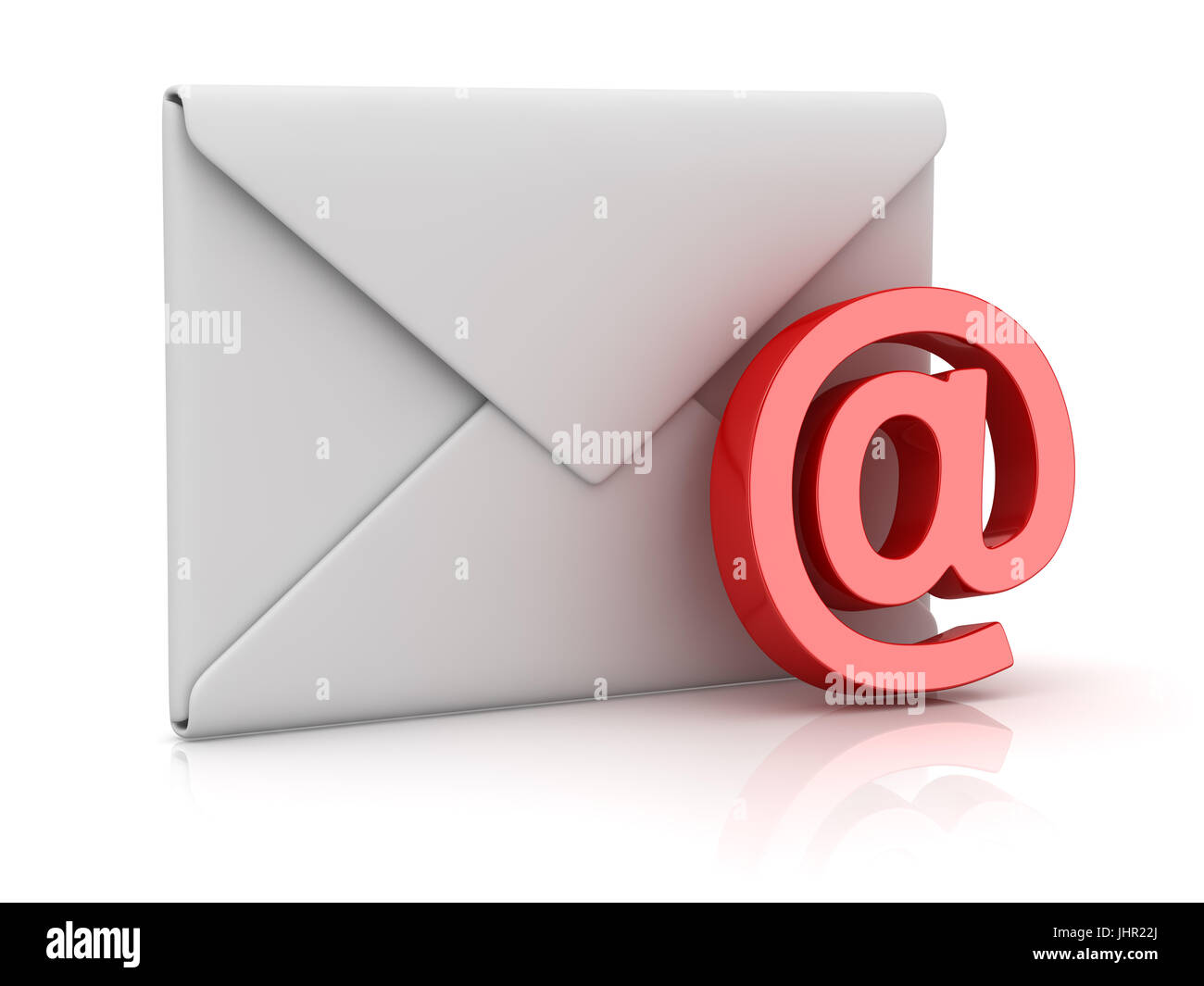 White Envelope and Red At Symbol , This is a 3d Rendered Computer ...