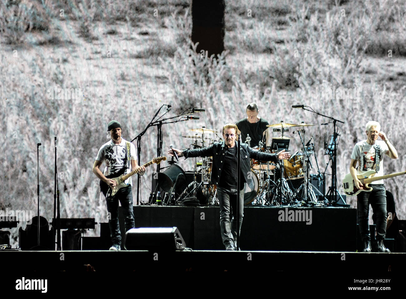 Roma, Italy. 15th July, 2017. The U2 perform at the Olympic Stadium in ...