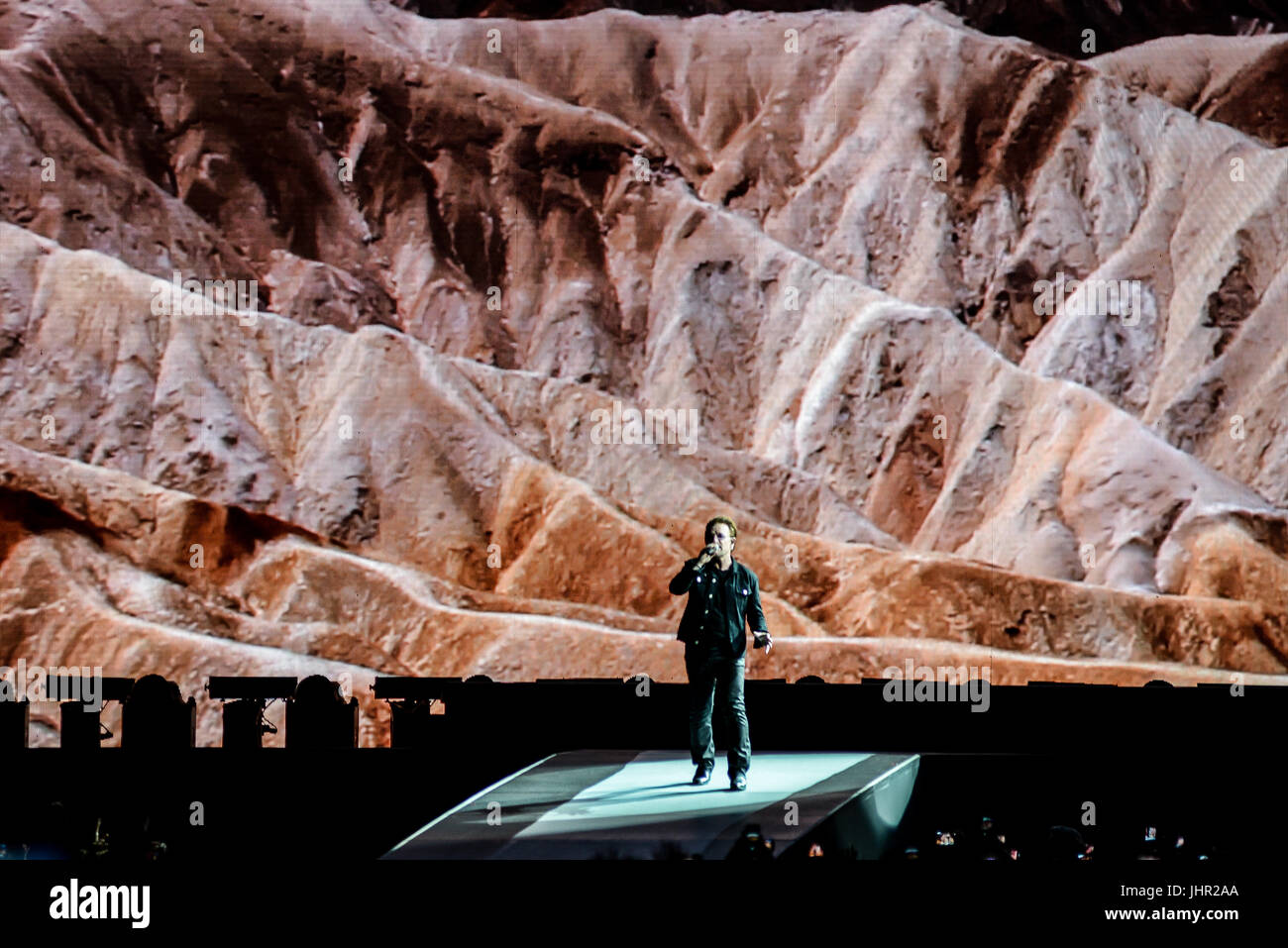 Roma, Italy. 15th July, 2017. The U2 perform at the Olympic Stadium in ...