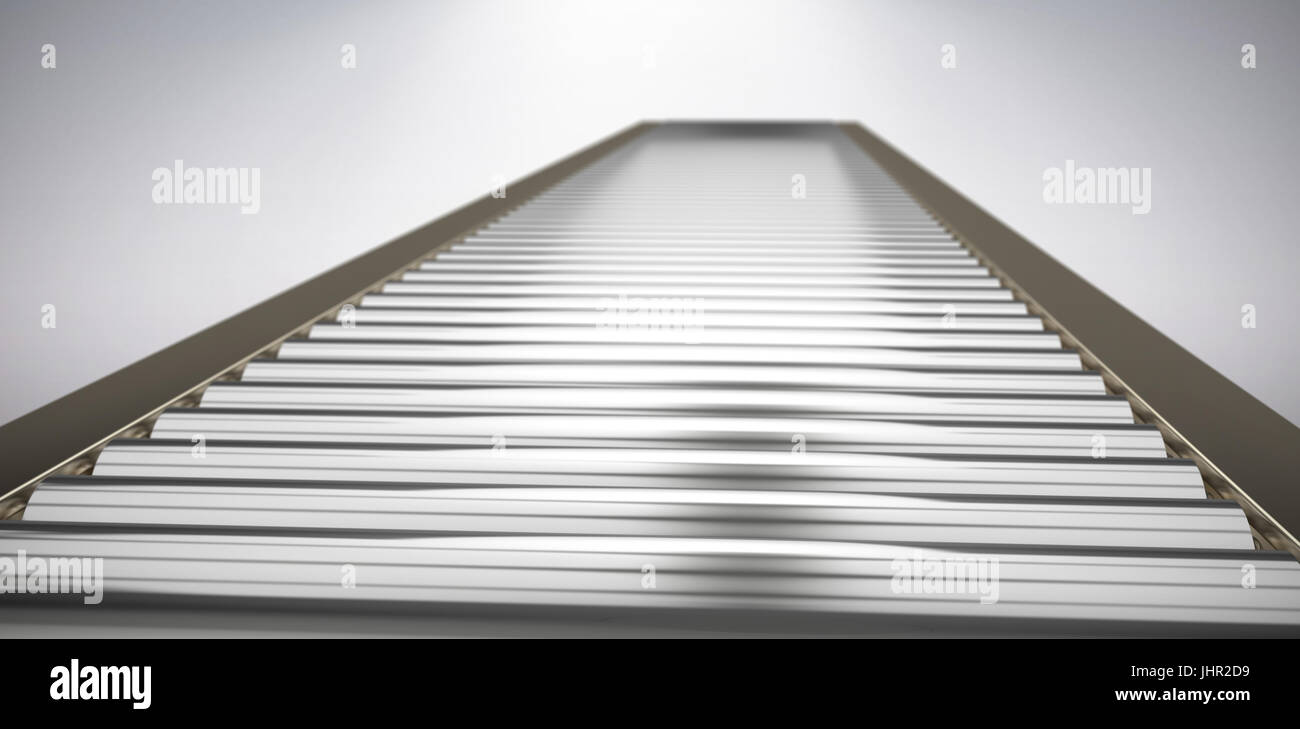 3D image of empty production line against grey background Stock Photo ...