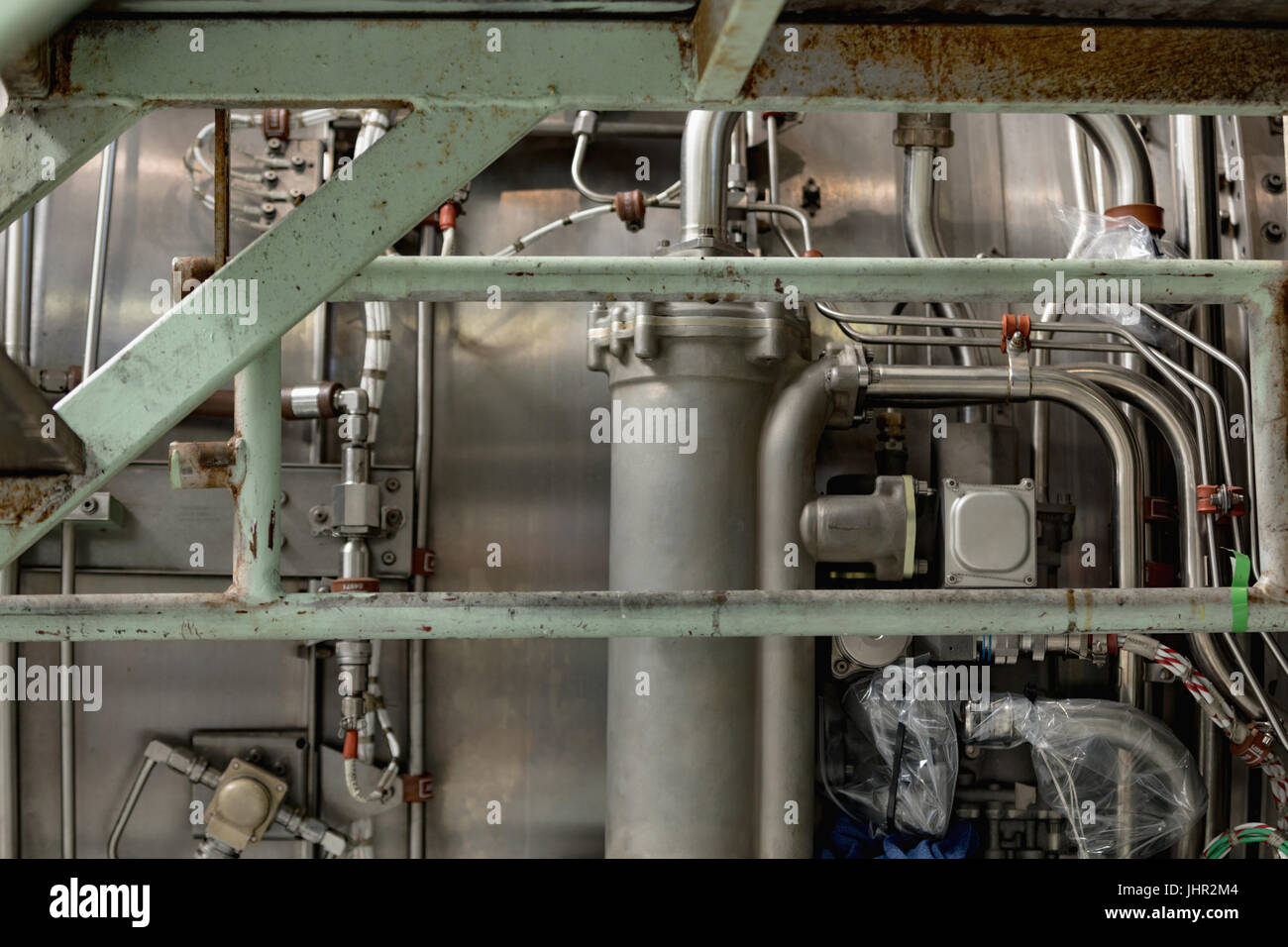 Close-up of aircraft engine at airlines maintenance facility Stock ...