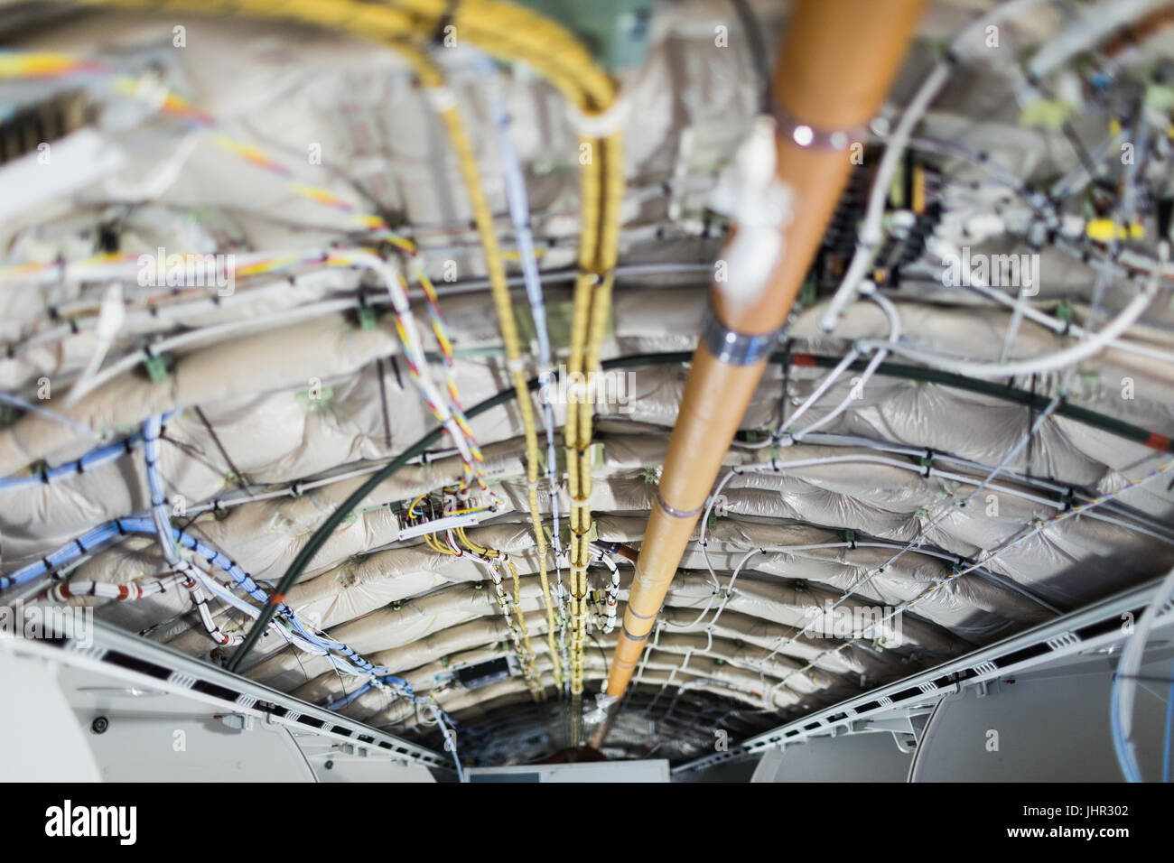 Interior structure of an aircraft under maintenance at airlines ...