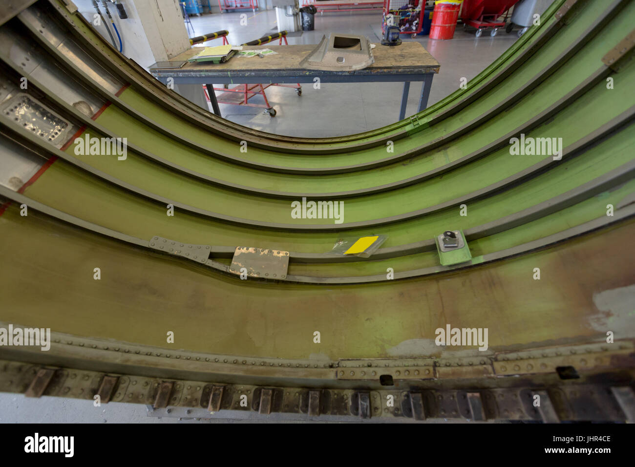 Close-up of aircraft panel at airlines maintenance facility Stock Photo ...